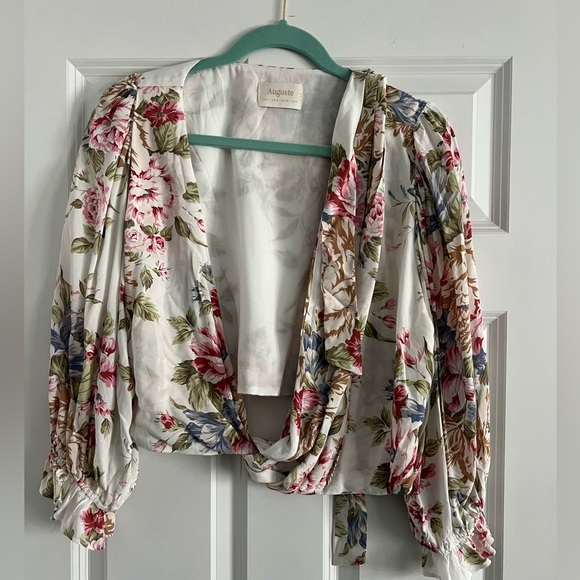 Auguste The Label | Tops | Auguste The Label Floral Wrap Blouse Cropped ...